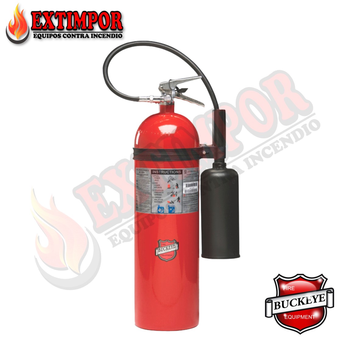 Extintor Gas Carbónico CO2 de 15 Libras Buckeye - extimpor